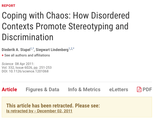 Fabrication: The Diederik Stapel case – Science Integrity Digest