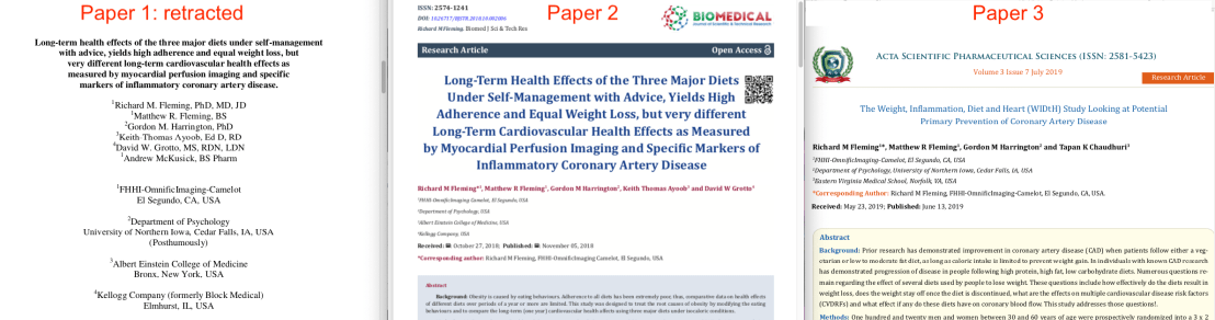 Three diets, three papers, one retraction, and lots of concerns ...
